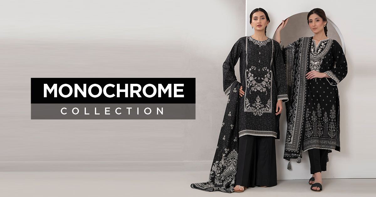 Women's Unstitched Monochrome Collection | Stylish Black & White Dresses