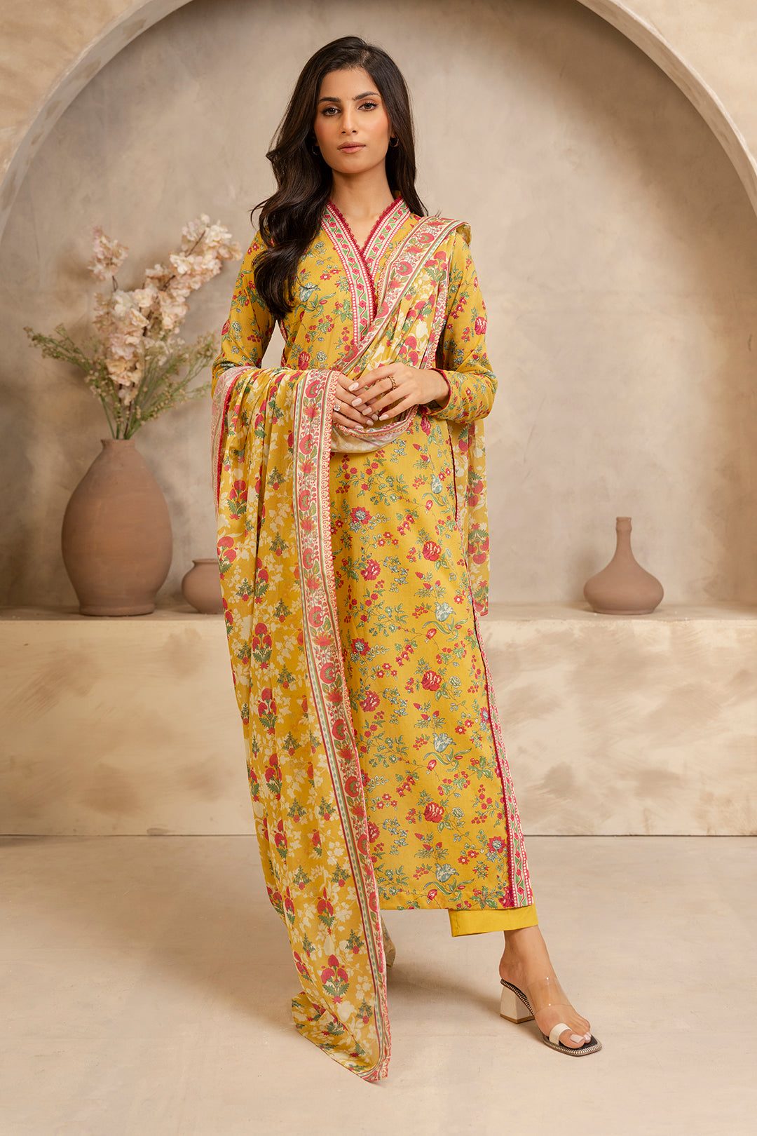Lawn Printed Shirt Shalwar Dupatta 3 Piece Women Unstitched