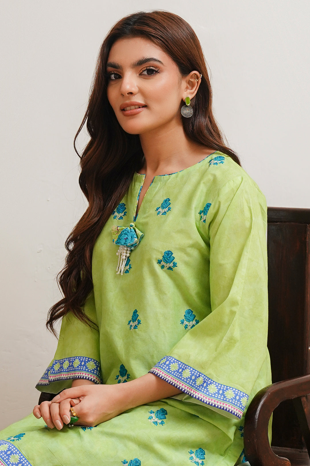 Cambric Embroidered Shirt Shalwar 2 Piece Women Unstitched