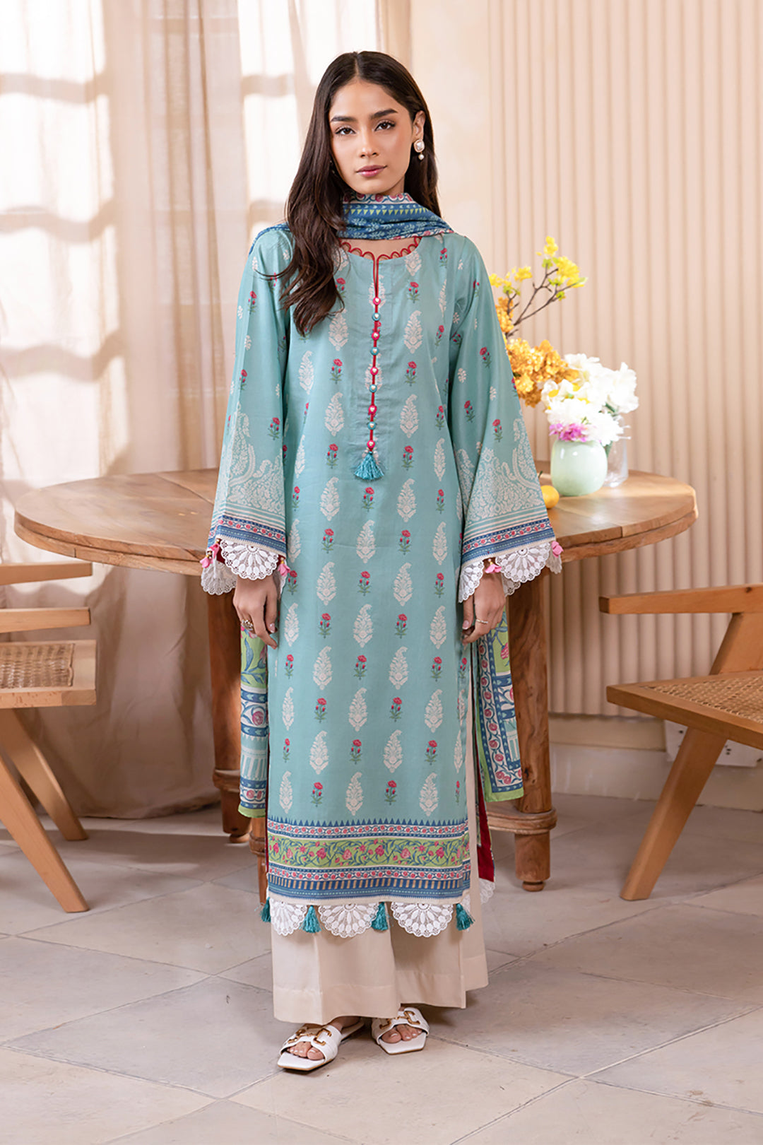 Lawn Printed Shirt Dupatta 2 Piece Women Unstitched