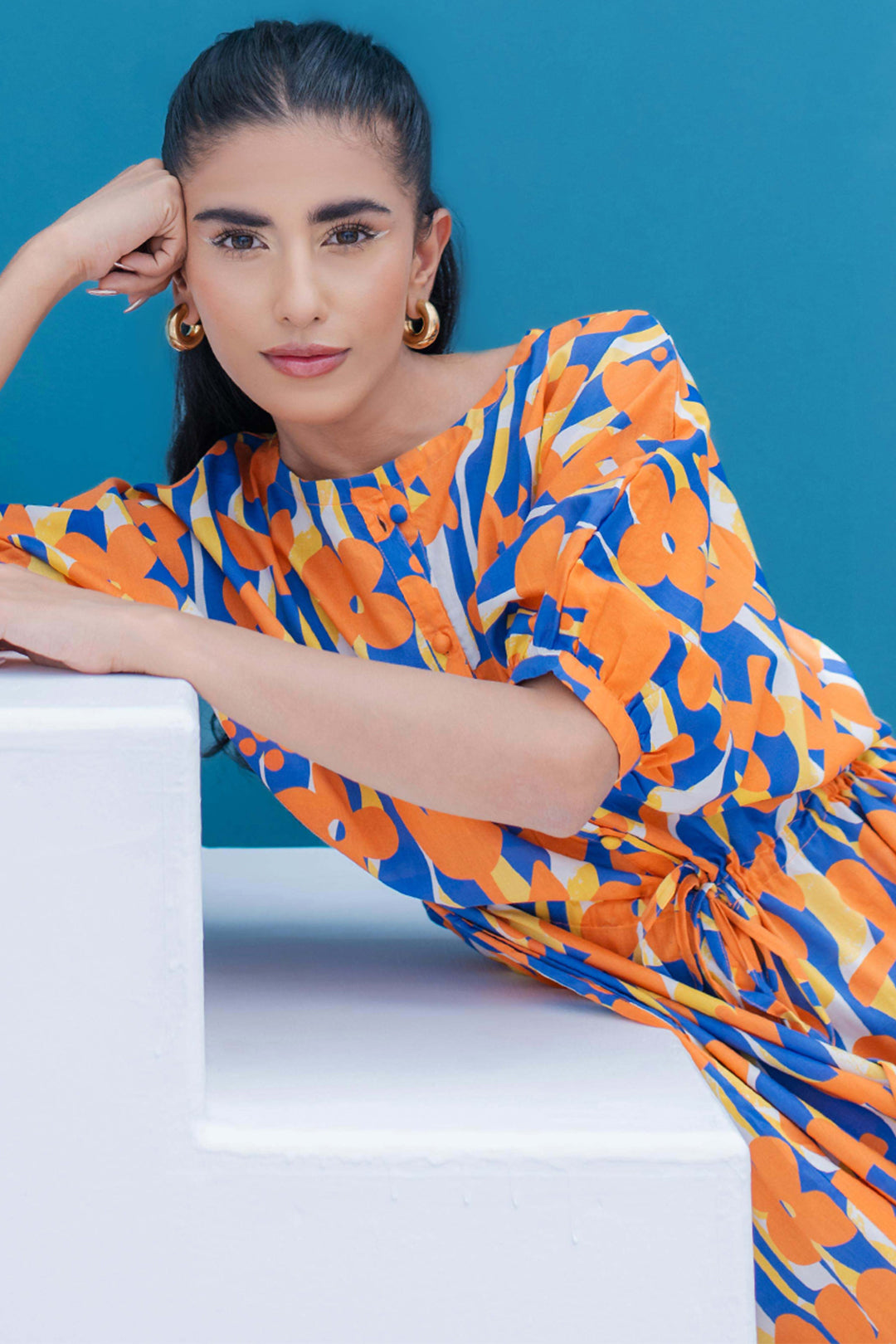 1 Piece Orange Lawn Tunic - Ready to Wear - Zellbury