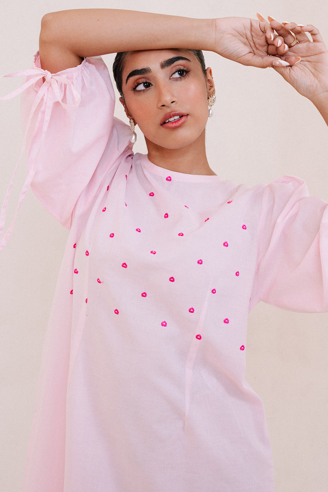 Pink Organza Tunics Women Western