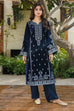 2 Piece Navy Velvet Embroidered Kurta Trouser - Ready to Wear - Zellbury